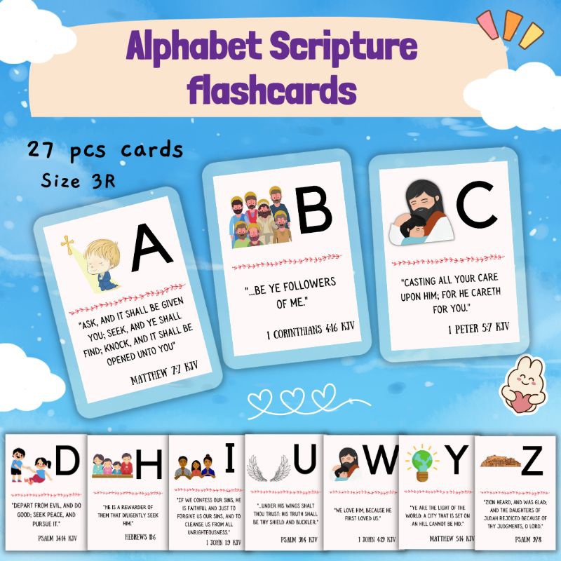 alphabet scripture bible memory verse flash cards laminated | Shopee ...