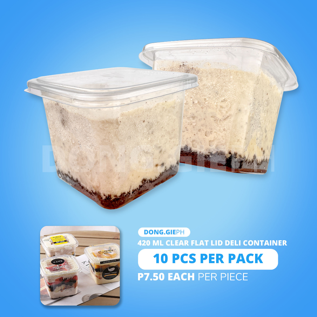 [10 PCS] Flat Lid Square Deli Container for Desserts (Mousse Container ...
