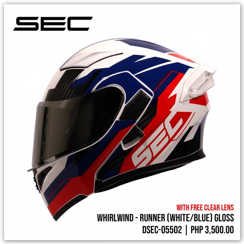 SEC Helmet - Whirlwind Runner (Modular, Dual Visor) | Shopee Singapore