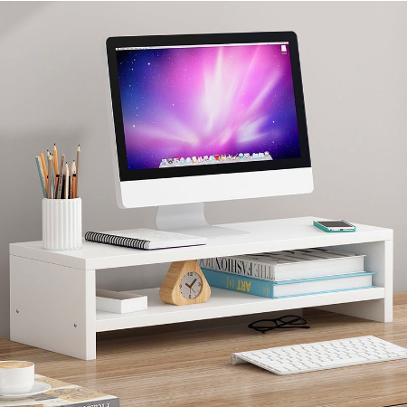 Wooden Monitor Stand 1Layer/2Layer Computer Monitor Riser Wood Laptop ...