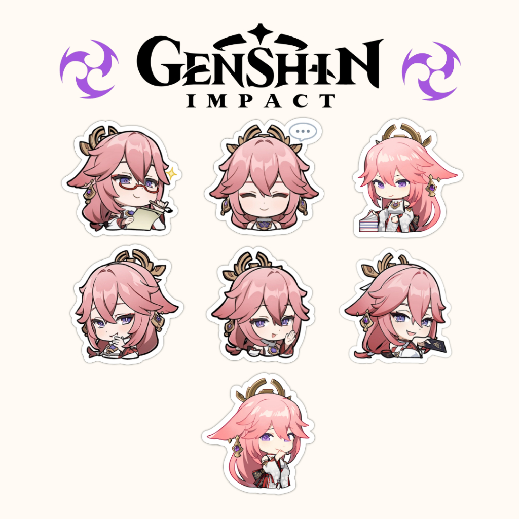 Genshin Impact Yae Miko Emoji Sticker Set (7 pcs) | Shopee Singapore