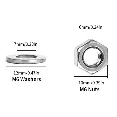 STAINLESS STEEL 304 FLAT WASHER and LOCK THREADED NUT (2-PCS/1-PAIR ...