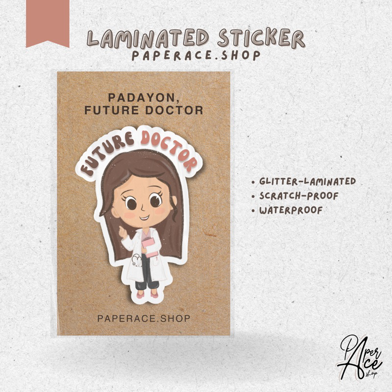 Laminated Glitter Sticker | Future Doctor | LS013 | Female Cartoon ...