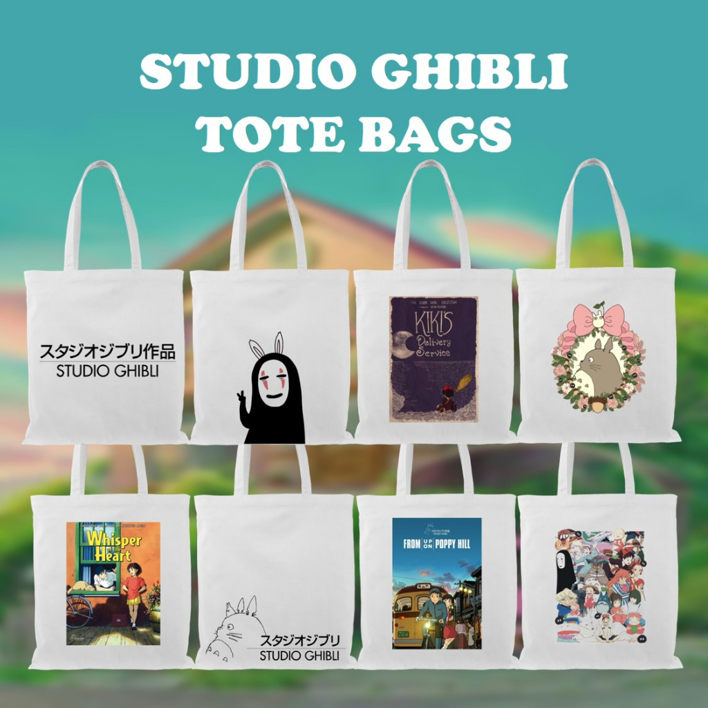 Studio Ghibli Tote Bag Anime Hayao Miyazaki Aesthetic Minimalist Canvas ...