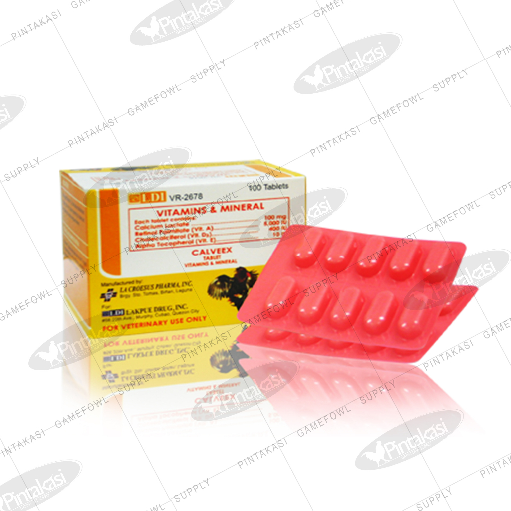100 tablets LDI Calveex Calcium Vitamin ADE Vitamins A D E for Gamefowl ...