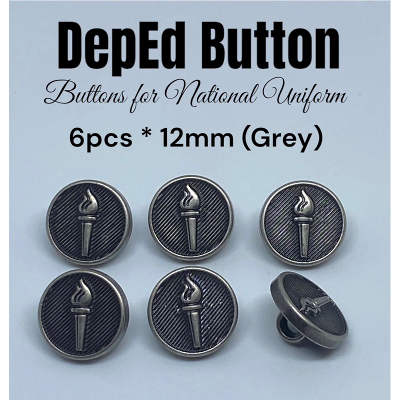 [6pcs] Uniform Buttons With Torch Logo Teachers Uniform DepEd 12mm ...