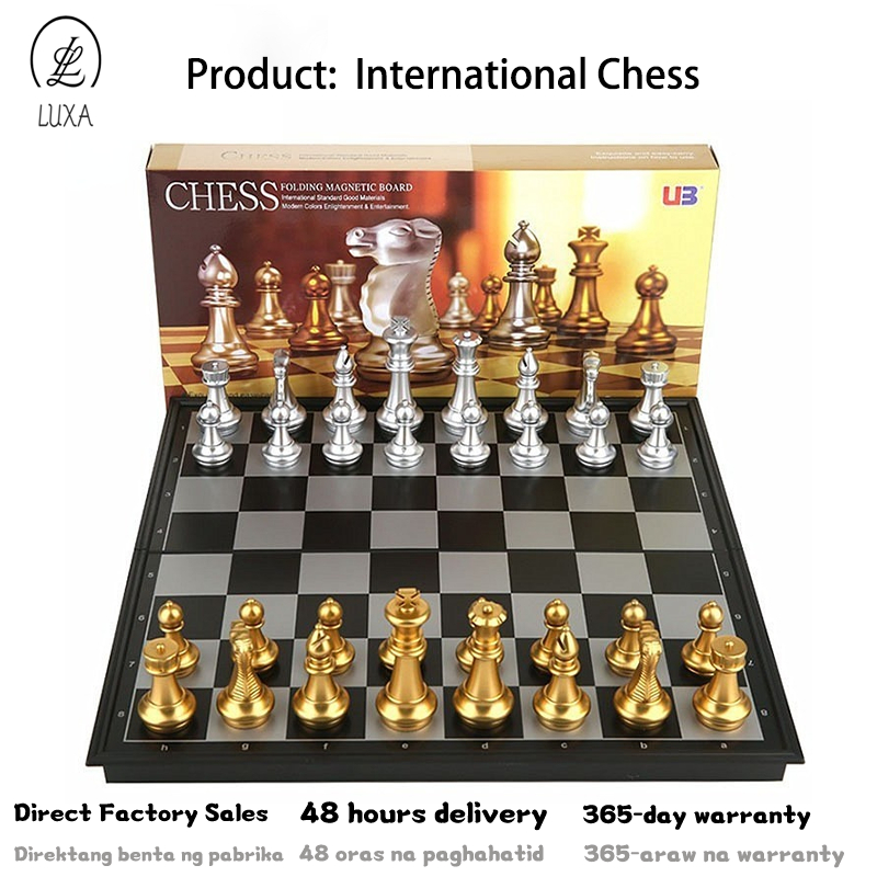 ;UXA Magnetic Chess Board Medieval Chess Set Foldable 32 Gold Silver ...