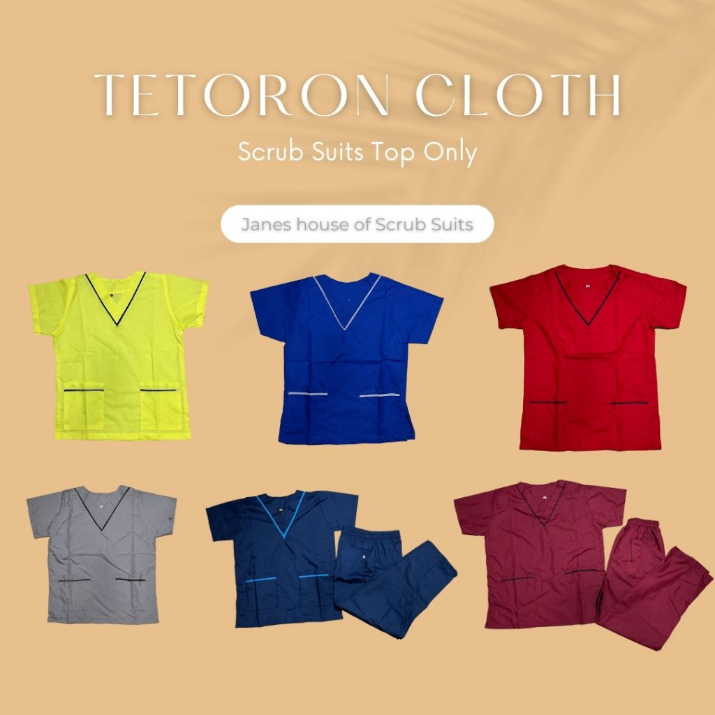 TETORON SCRUB SUITS WITH PIPING (SIZE CHART IN PICTURES) | Shopee Singapore
