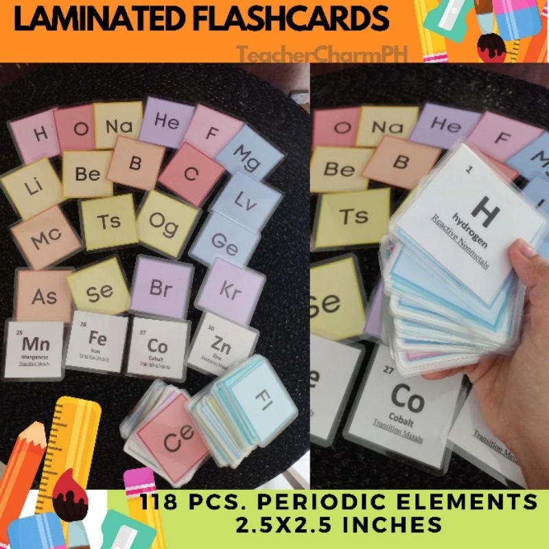 Periodic Table of Elements Flashcards 118pcs Laminated | Shopee Singapore