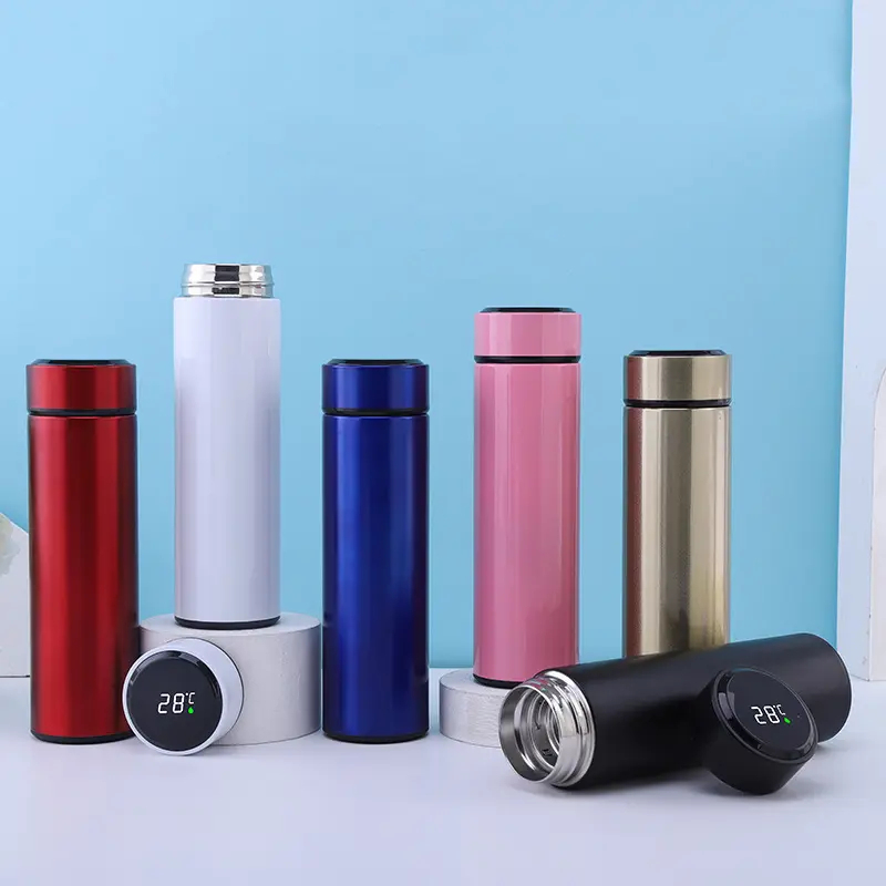 500ml Smart LED Temperature Display Insulated Water Bottle Stainless Steel Intelligent Vacuum ...