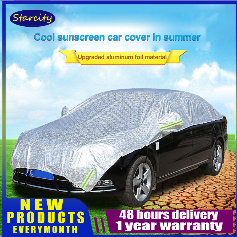 Universal Half Car Cover Outdoor Sun UV Dust Resistant Protection Cover ...