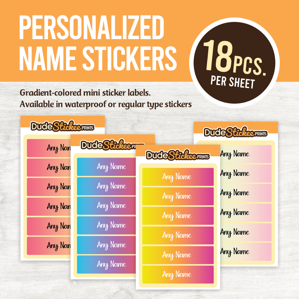 Personalized Name Stickers (GRADIENT COLORS) | Shopee Singapore