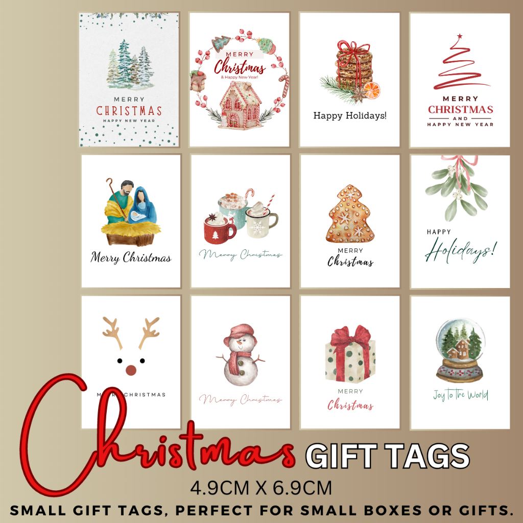 12pcs Christmas Tag | Gift Tags | Small White Lovely Gift Tags [ DESIGN ...