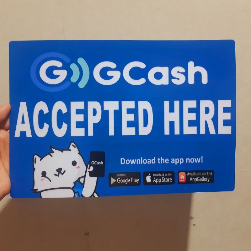 GCASH ACCEPTED HERE SIGN BOND SIZE PVC TYPE / PLASTIC LAMINATED ...