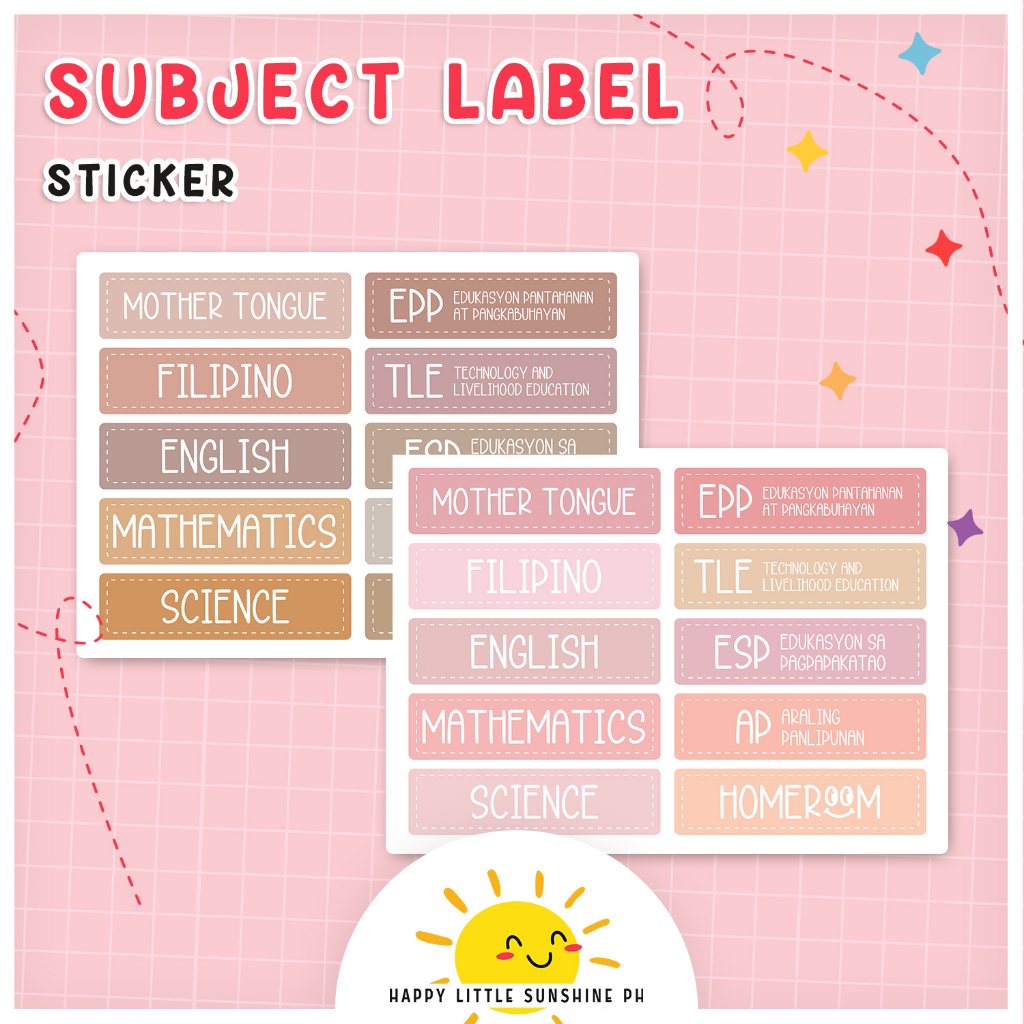 | SET Cute Notebook Subject Sticker Labels | Back to School Stickers ...