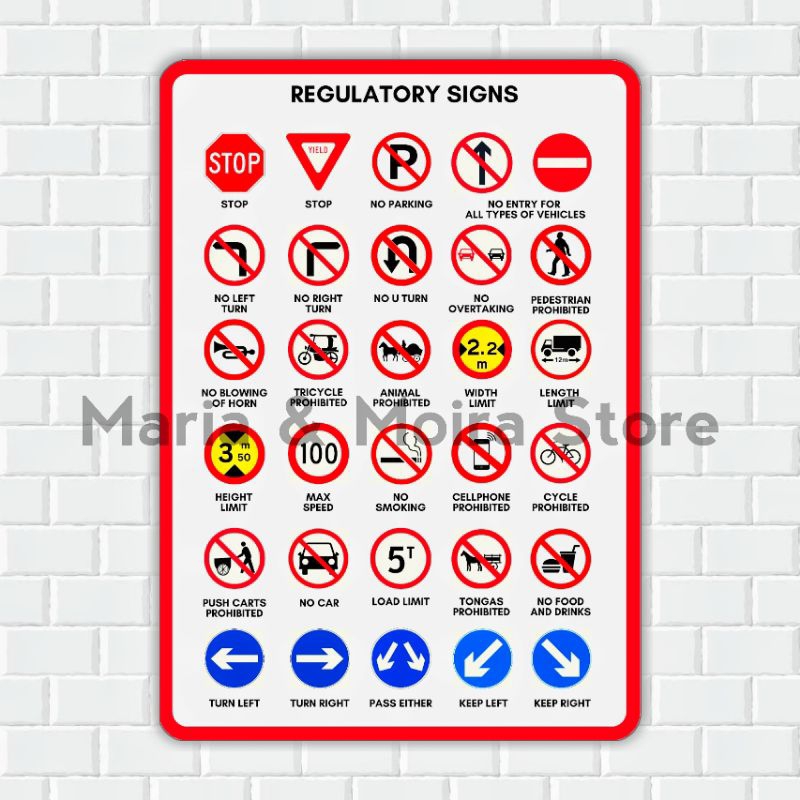 ROAD SIGNS CHARTS, A4 Size Laminated Traffic Signs Charts, Educational ...