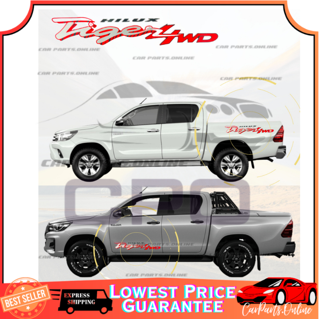 CPO 2PCS HILUX TIGER 4WD Car Decals Sticker Design for Side Doors Car ...