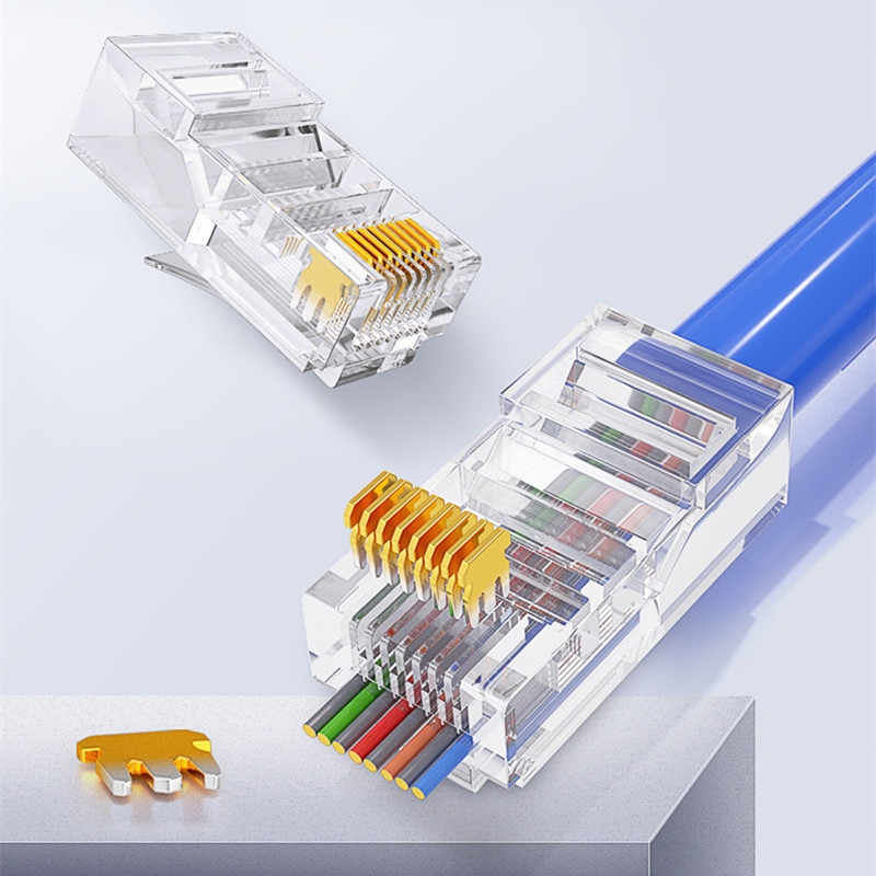 RJ45 Connector for CAT6 Network 8P8C modular Ethernet cable header plug ...