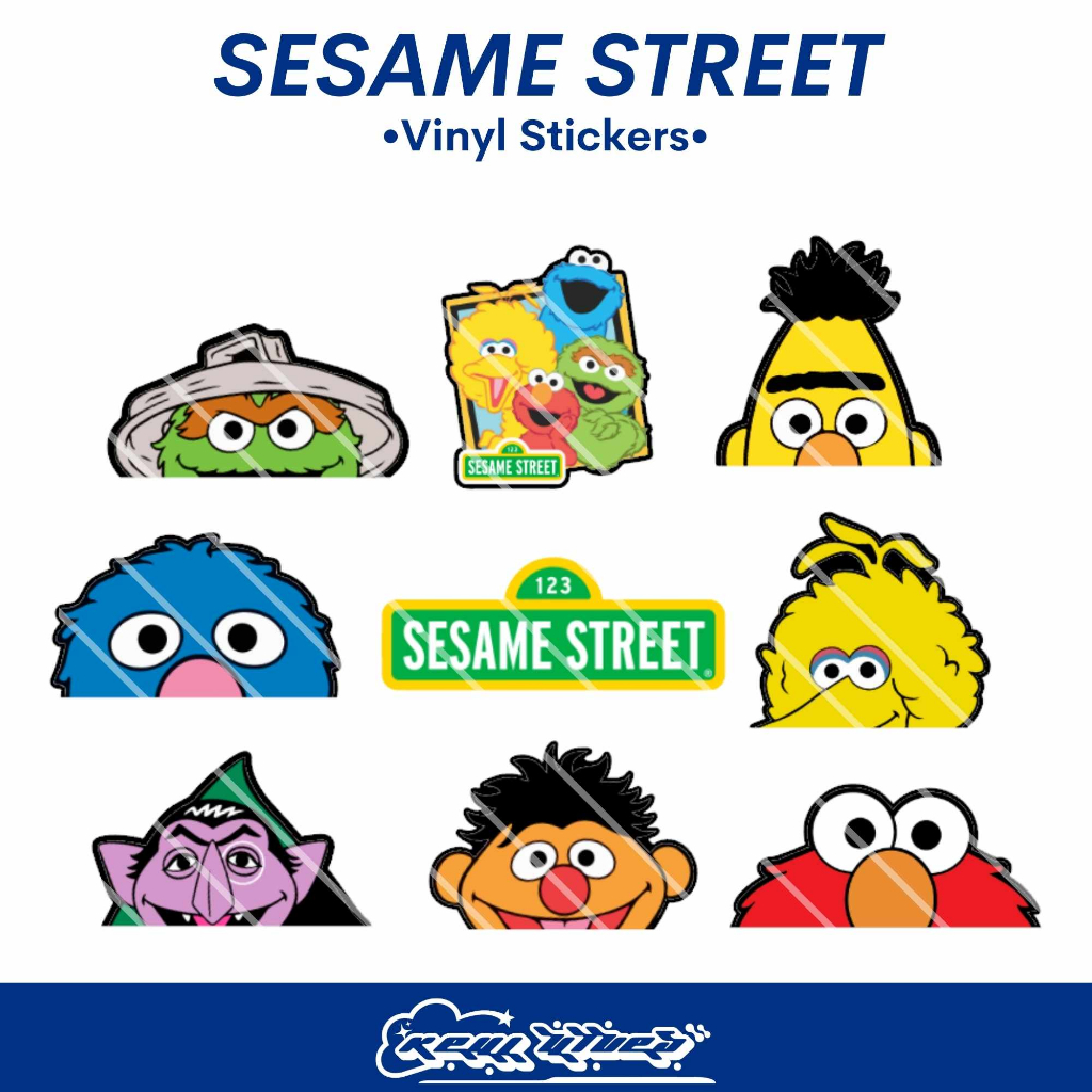 Sesame Street Sticker Elmo Big Bird Oscar Cookie Monster cartoons Vinyl ...
