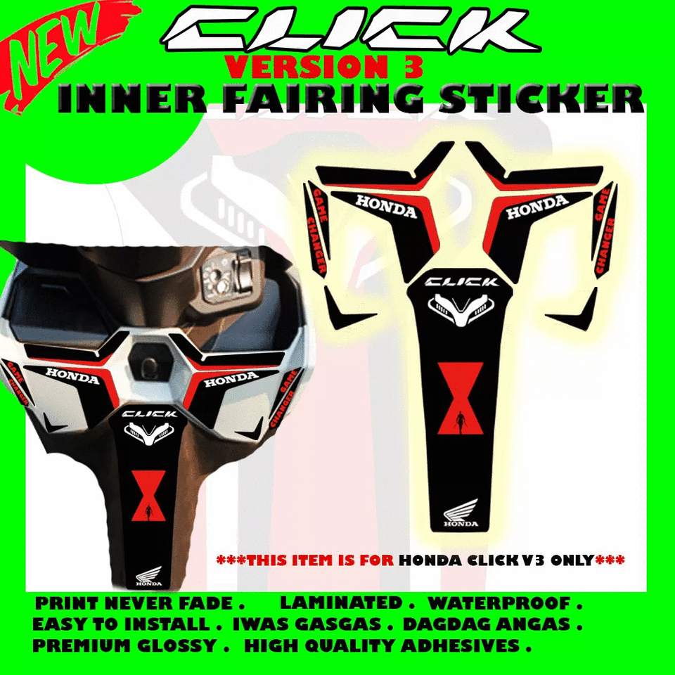 CLICK V3 INNER FAIRING STICKER / HONDA CLICK V3 STICKER / HONDA 125 ...