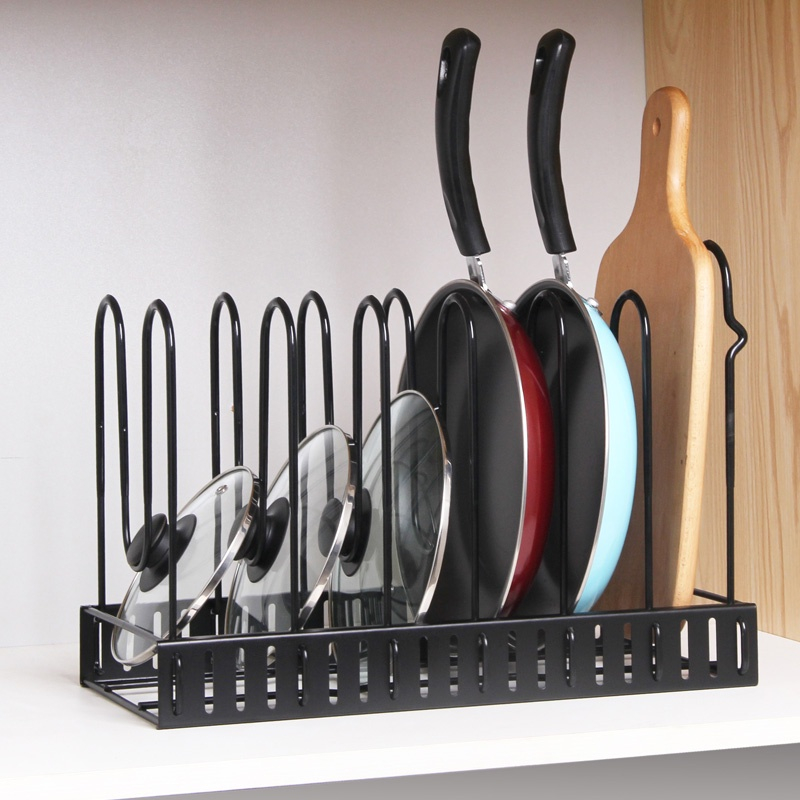 CQW Kitchen Cabinet Pan Rack Shelf Cookware Organizer Pot Lid Holder ...