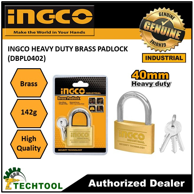 INGCO HEAVY DUTY BRASS PADLOCK 40mm (DBPL0402) | Shopee Singapore