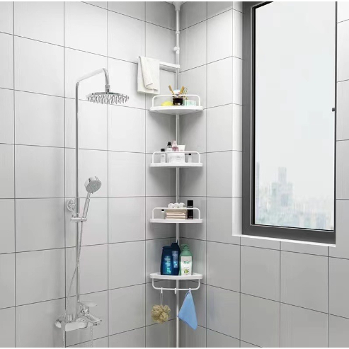 Healthhouse Home Adjustable Bathroom Corner Rack Pole Caddy Shower ...