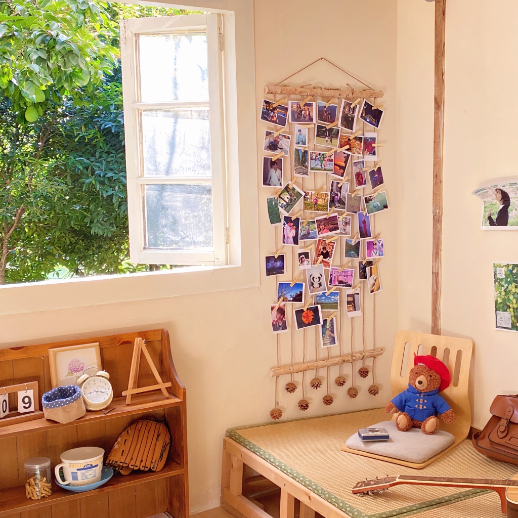 Hanging Photo Frame Wall Clip Pictures Organizer Hanging Display wood ...