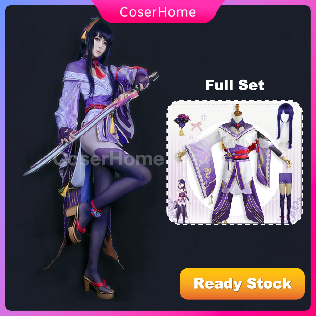 Genshin Impact Raiden Shogun Cosplay Full Set Costume for Women Adult ...