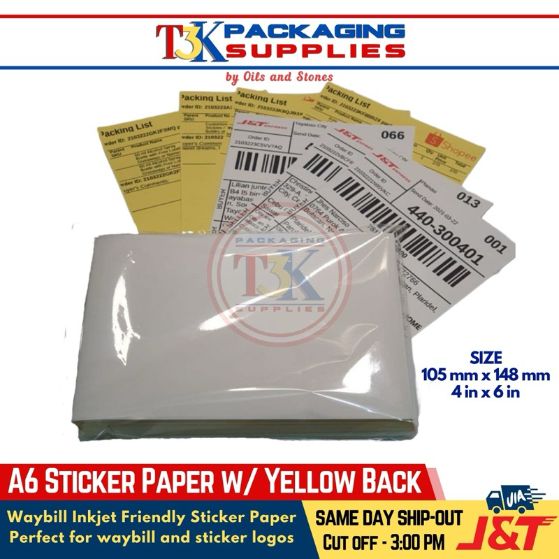A6 Smudge Proof Waybill Sticker Paper with Printable back for Inkjet ...