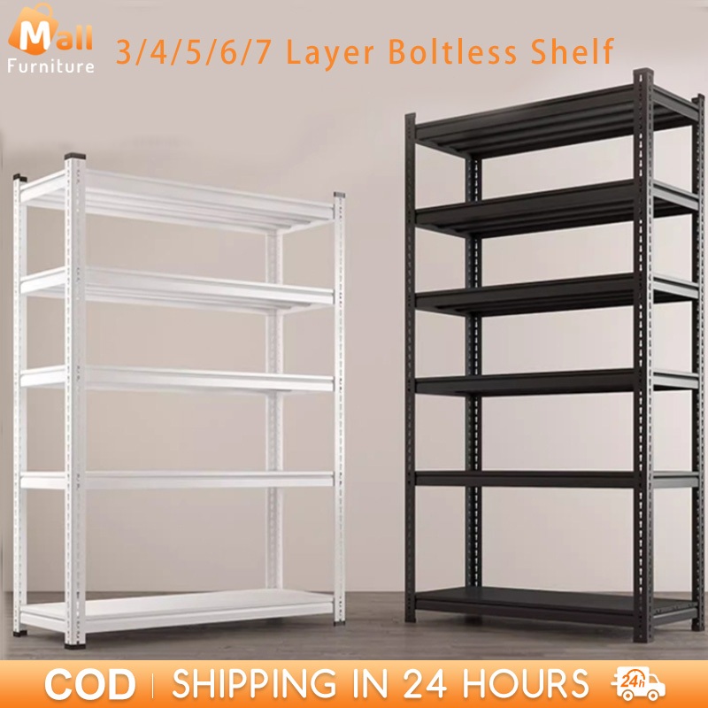 3/4/5/6/7 Layer Metal Rack Steel Shelf, Adjustable Height Heavy Duty ...