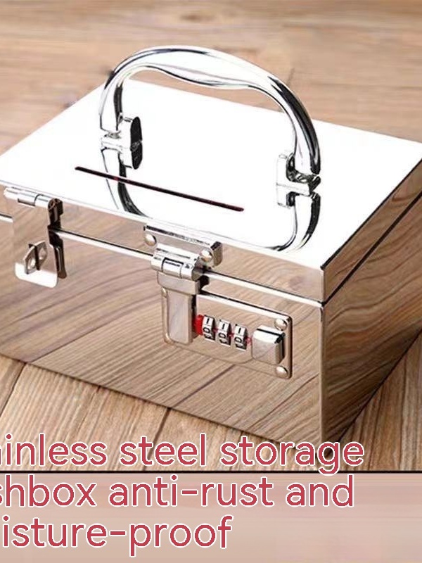 Stainless steel lockable deposit jar Certificate storage box Portable ...
