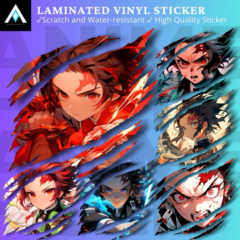 TANJIRO KAMADO DEMON SLAYER SCRATCH STICKERS LAMINATED VINYL ...