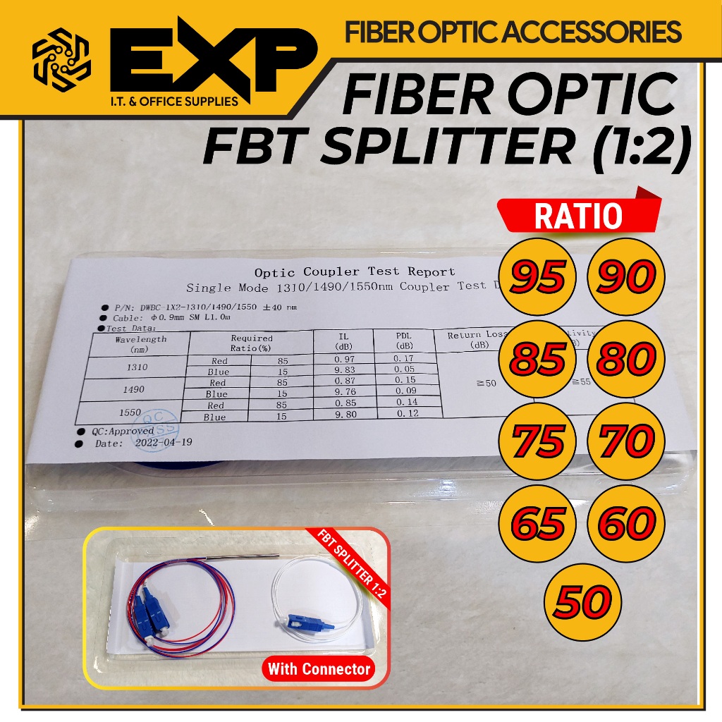 FIBER OPTIC FBT SPLITTER 1:2 (FUSED BICONICAL TAPER) | Shopee Singapore