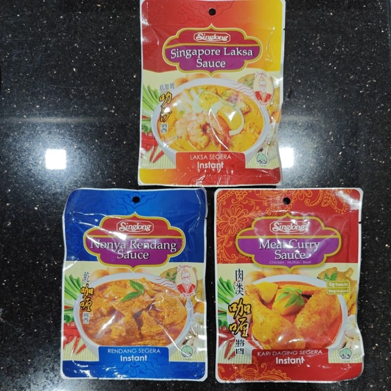 Singlong Instant Curry, Laksa, Rendang Sauce 120g and Chili Paste 500g ...