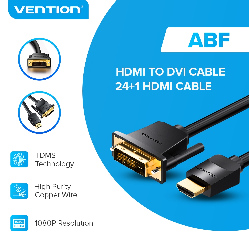 Vention ABF DVI to HDMI Cable DVI-D 24+1 Pin Support 1080P 1080 HD 3D ...