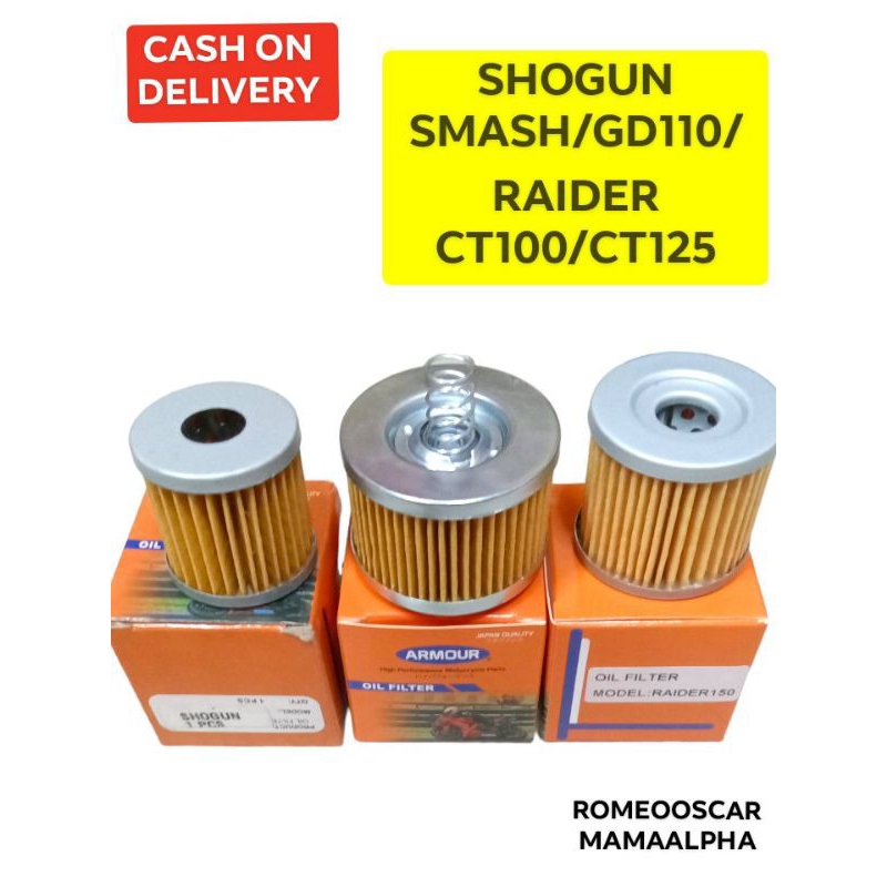 OIL FILTER (SHOGUN) (SMASH/RAIDER/GD110) (CT100/CT125) | Shopee Singapore