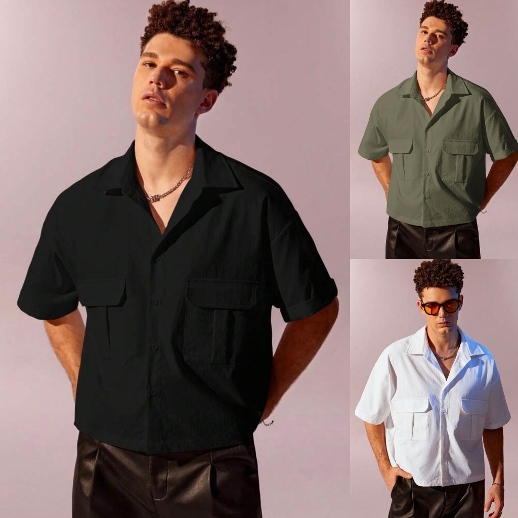 HUILISHI X MANNERED Trending Boxy Shirt CROP TOP for Men 8 Colors Short ...