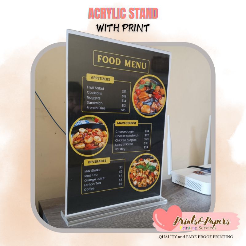 A4 Size Acrylic Elegant Menu Stand/Menu Holder/Menu Board/Menu Board ...