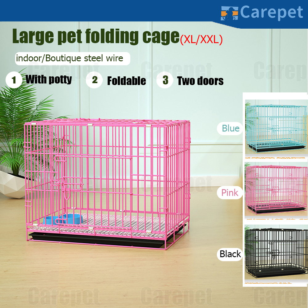 Dog Heavy Cage with Poop Tray Heavy Duty Pet Collapsible Cage Foldable ...