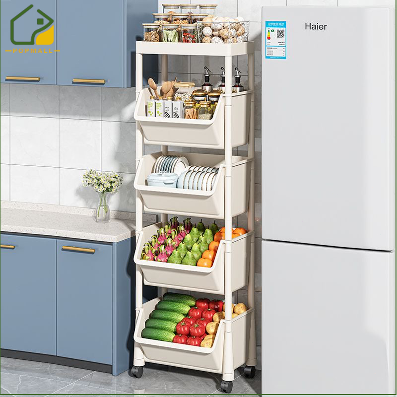 PoP 5 Layer Kitchen Storage Shelf Home Bedroom Bathroom Moving Trolley ...