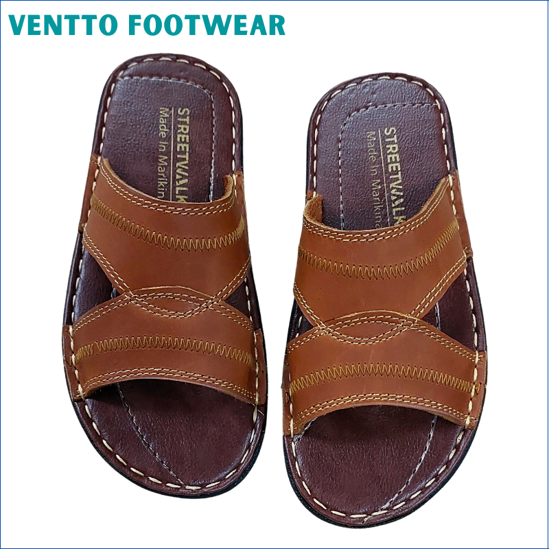 Ventto Footwear Marikina Made Leather Sandals For Men Slip On Flat Sandals For Men Balat Sandals