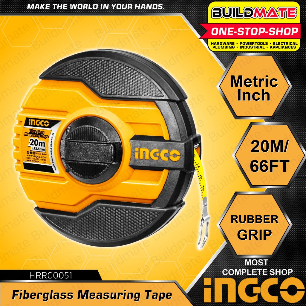 BUILDMATE Ingco Fiberglass Measuring Tape Measure 12.5mm 20M 30M 50M ...