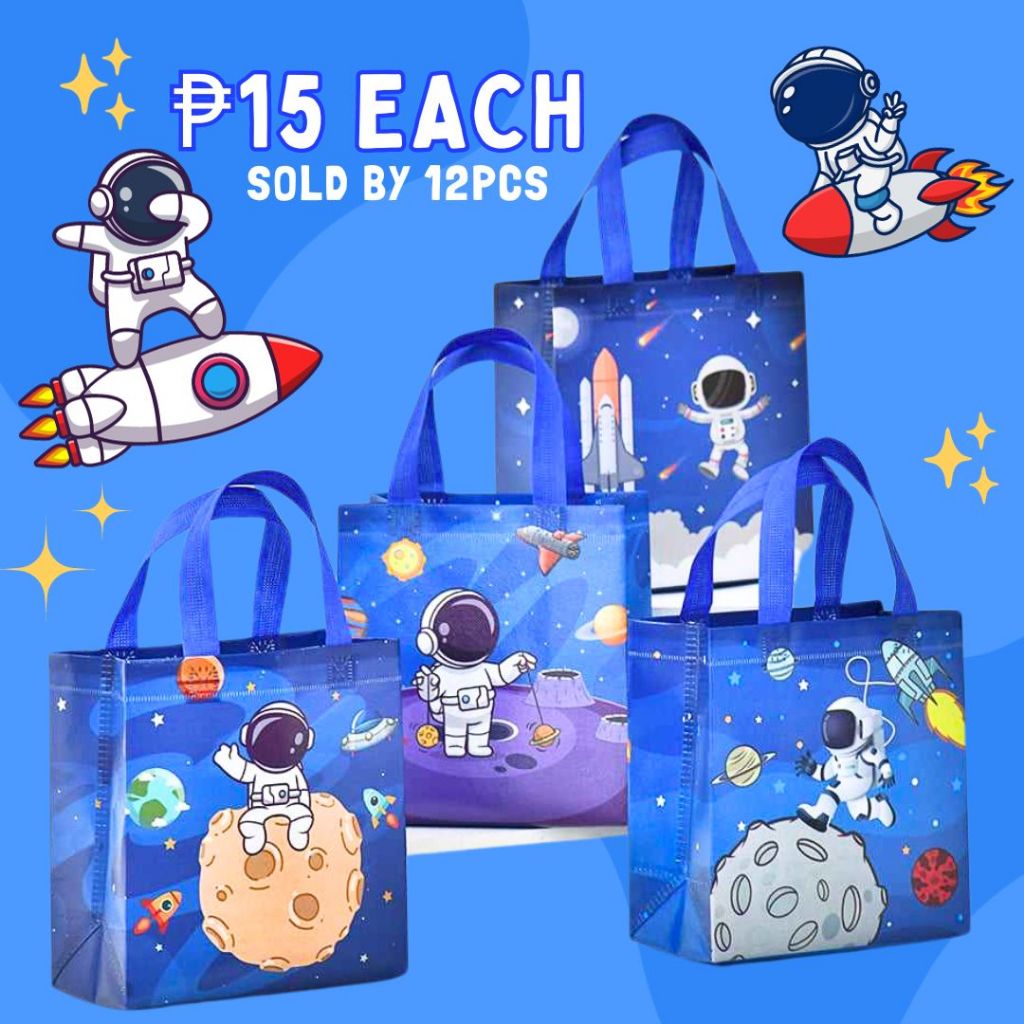 FP1920 (12 pcs) Outer Space Astronaut Loot Bag Non-woven Gift Bag Eco ...