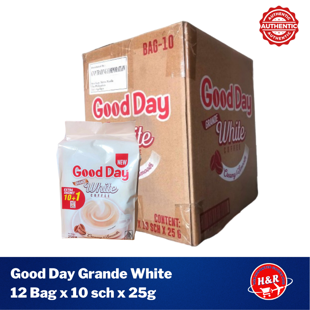 Good Day Grande White Coffee - 1 Box (12 Bags, 10 Sachets + 1 Extra Per ...
