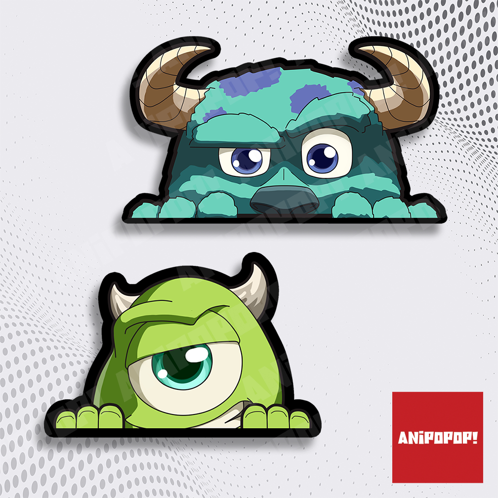 Monsters Inc Sully and Mike Chibi Anime Peeker Stickers for tumblers ...