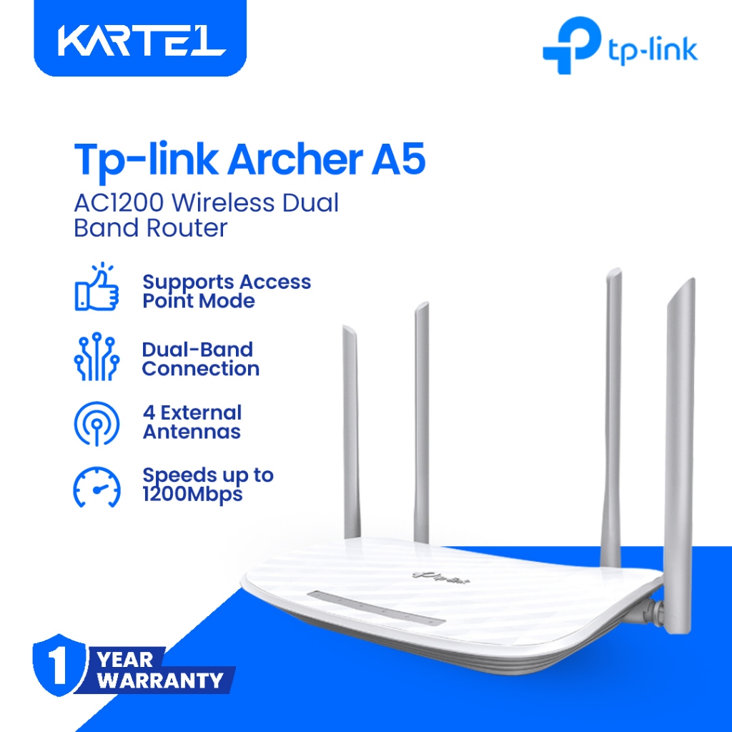 TP-Link ARCHER A5 AC1200 Wireless Dual Band Router | 2.4Ghz & 5Ghz WiFi ...