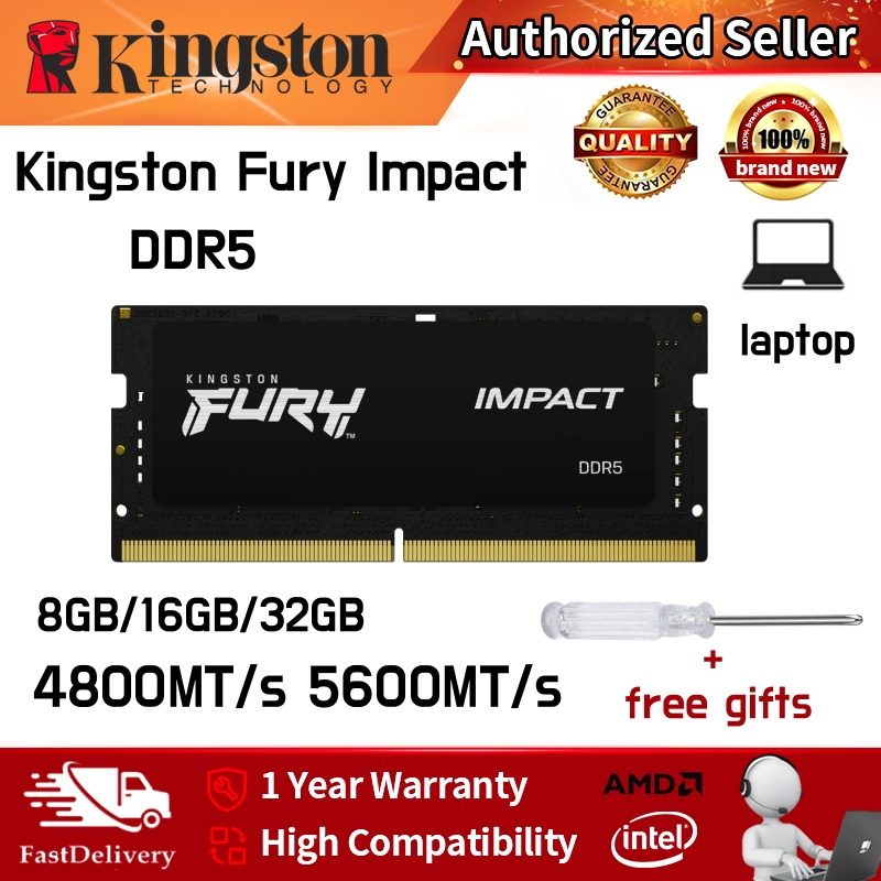 【24h Ship】Kingston Fury Impact DDR5 8GB/16GB/32GB 4800MT/s 5600MT/s CL38 1.1V PC5 SODIMM Laptop ...