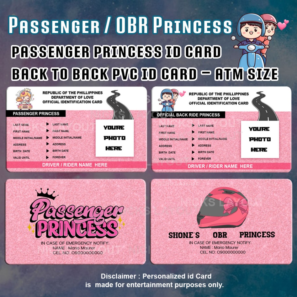 PASSENGER PRINCESS | OBR PRINCESS PVC ID CARD | BACK TO BACK ID CARD ...