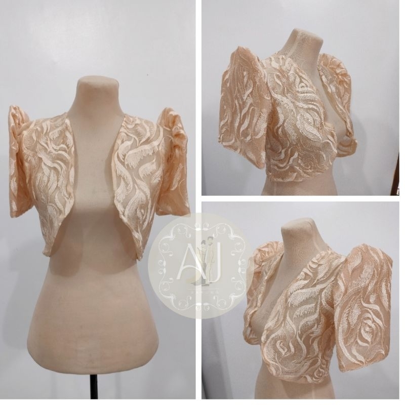 Elegant Modern Filipiniana BLO 02 Bolero full lace beige | Shopee Singapore